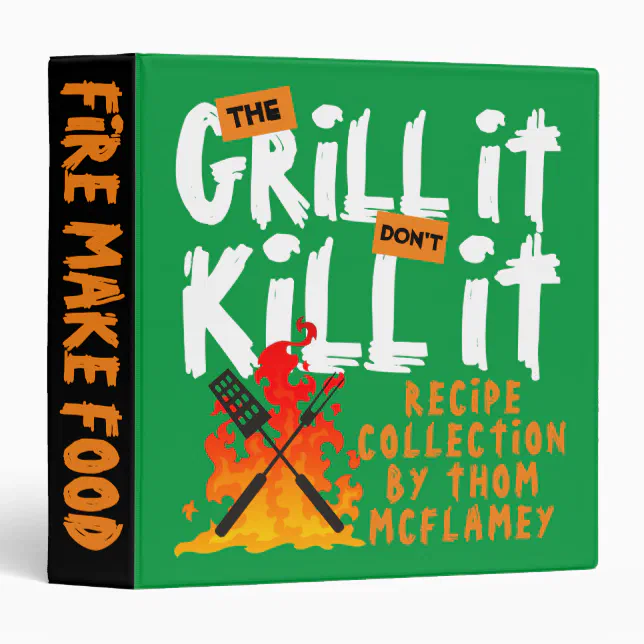 Man food grilling personalized cookbook recipe 3 ring binder | Zazzle
