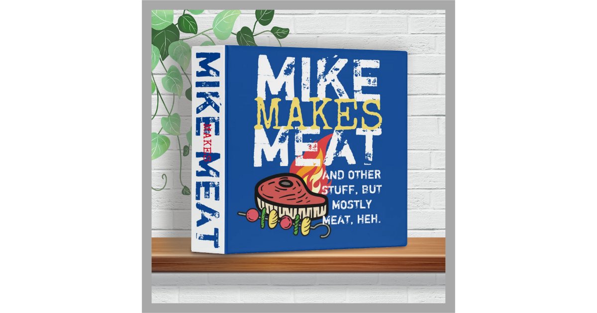 Man food grilling personalized cookbook recipe 3 ring binder | Zazzle