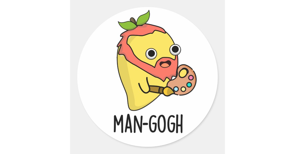 Man-gogh Funny Artist Mango Pun Classic Round Sticker | Zazzle