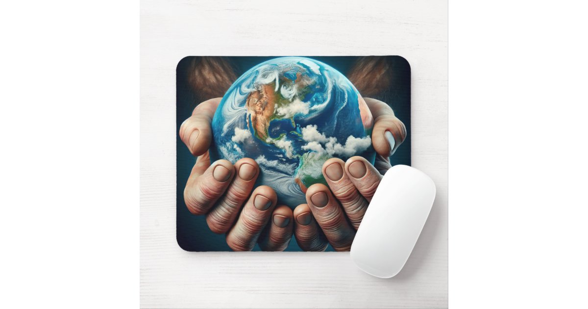 Man Holding Planet Earth Mouse Pad | Zazzle