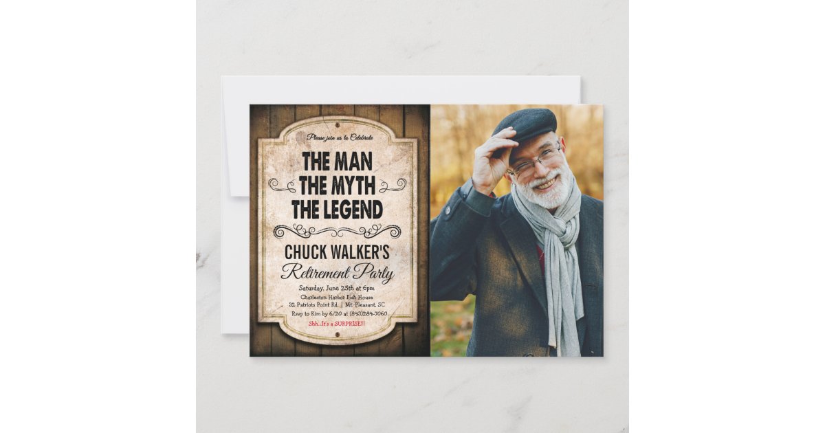 Man Myth Legend Retirement Invitation | Zazzle