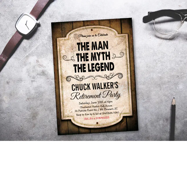 Man Myth Legend Retirement Invitation | Zazzle