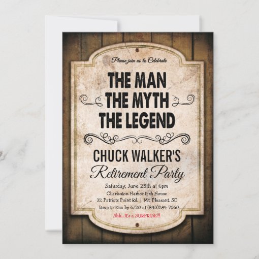 Man Myth Legend Retirement Invitation | Zazzle
