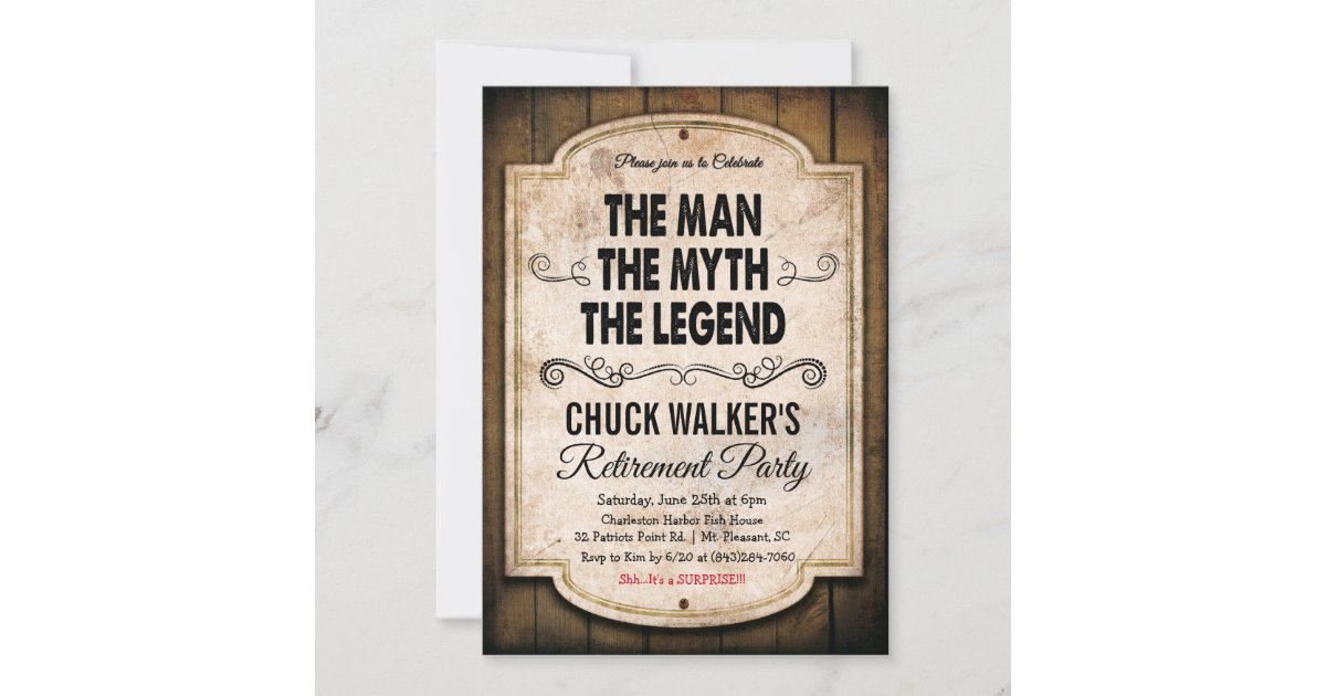 Man Myth Legend Retirement Invitation | Zazzle
