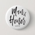 Man of Honor | Script Style Custom Wedding Button | Zazzle