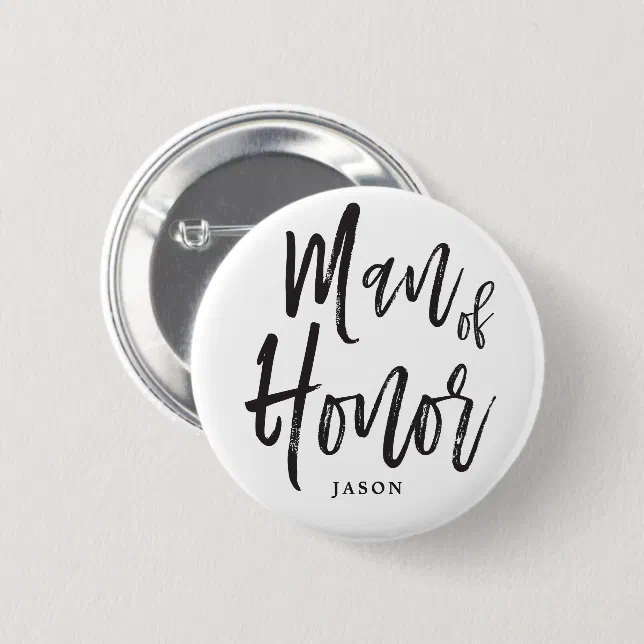 Man of Honor | Script Style Custom Wedding Button | Zazzle