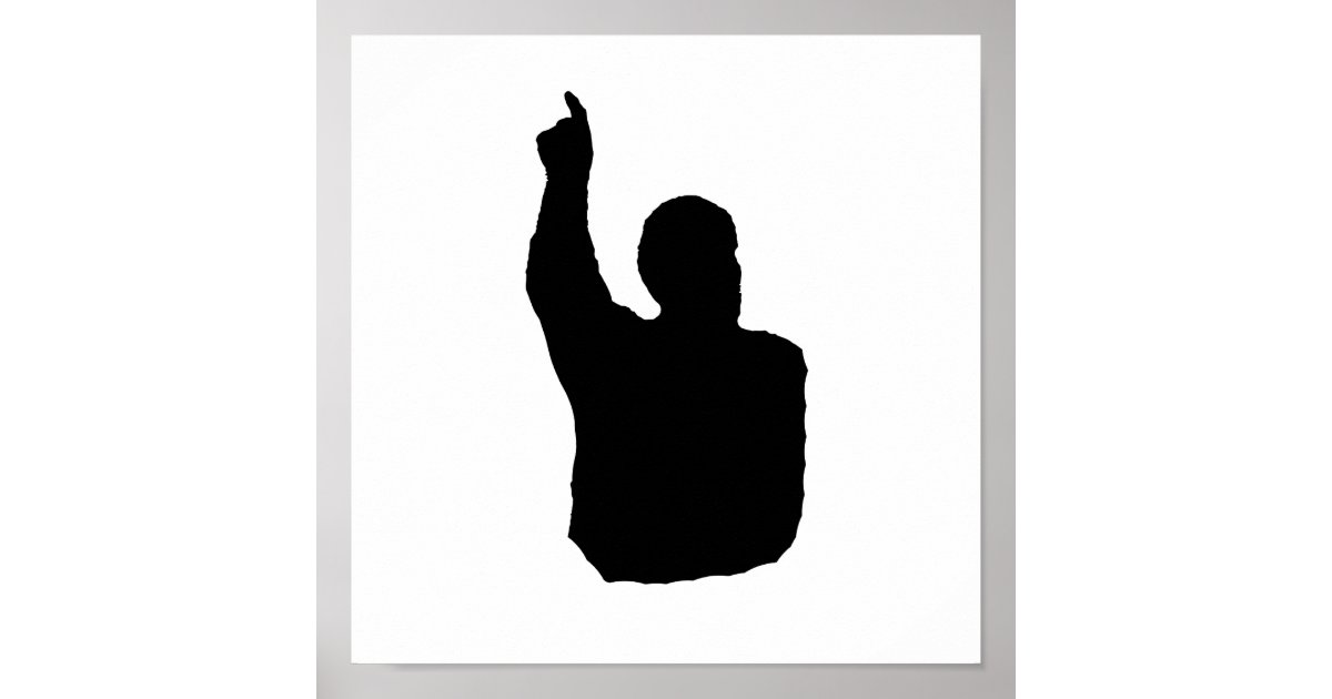 man pointing up shadow poster | Zazzle