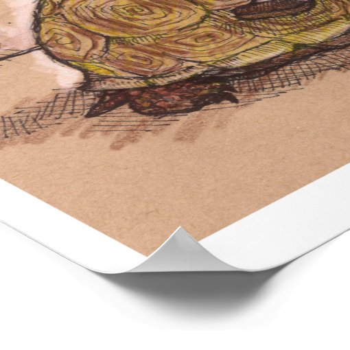 Man riding a turtle drawing poster | Zazzle