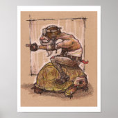 Man riding a turtle drawing poster | Zazzle