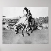 Man riding bucking horse in rodeo poster | Zazzle