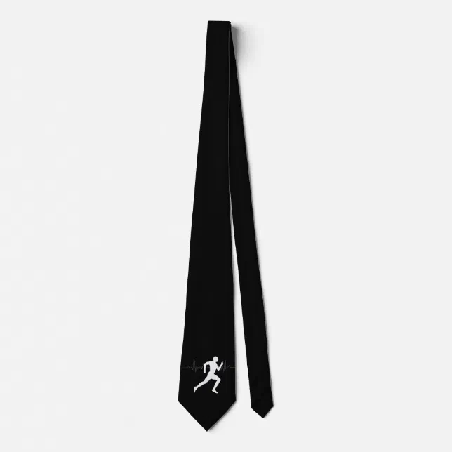 Man Running Runners Silhouette HeartBeat Line Neck Tie | Zazzle