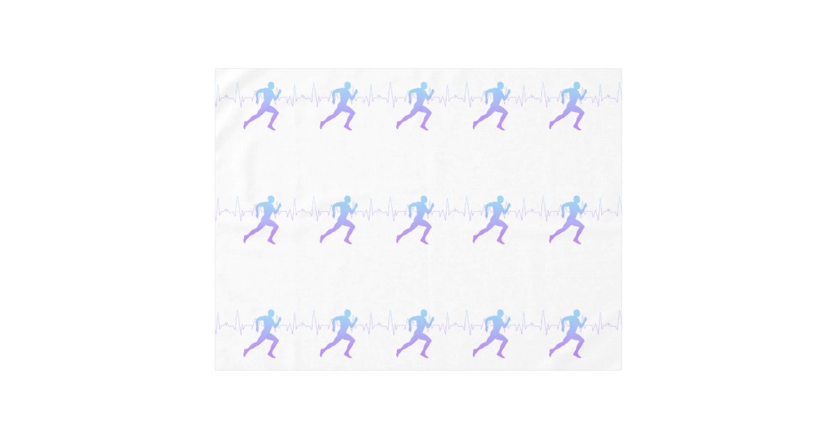 Man Running Silhouette Gradient & Heartbeat Line Tablecloth | Zazzle