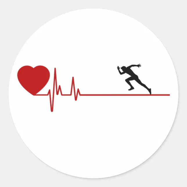 Man Running Workout Heart Rate Sticker | Zazzle