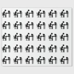 Man sat at a computer. wrapping paper | Zazzle