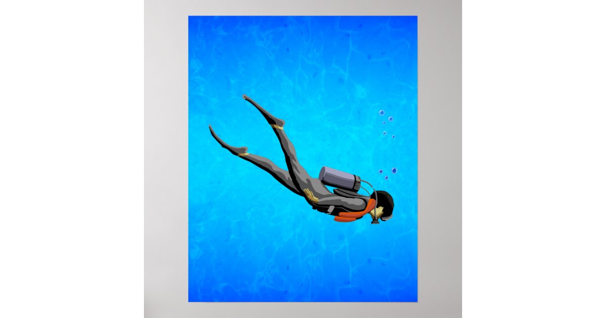 Man SCUBA Diving Poster | Zazzle