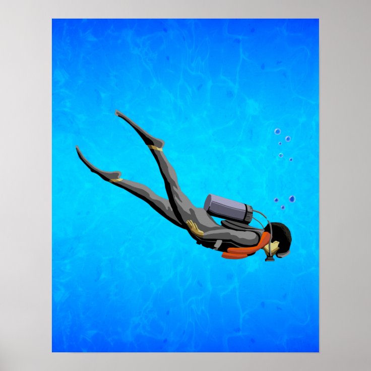 Man SCUBA Diving Poster | Zazzle