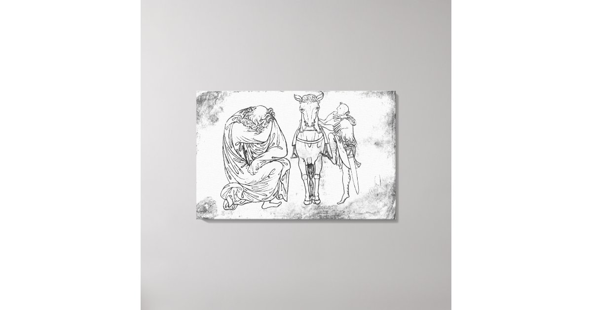 Man seated, Knight mounting his horse Canvas Print | Zazzle