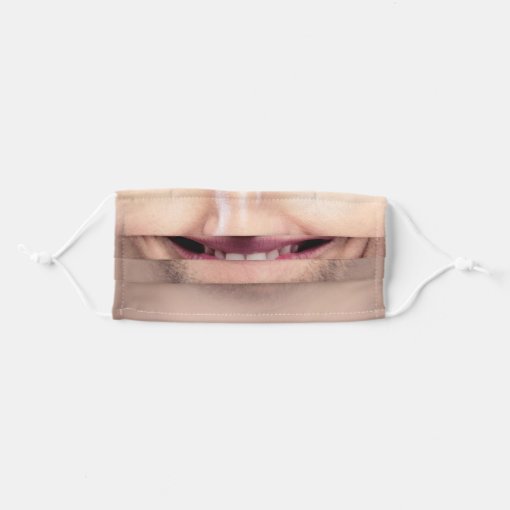 Man Smile Funny Creepy Face Fun Mouth Laughing Adult Cloth Face Mask ...