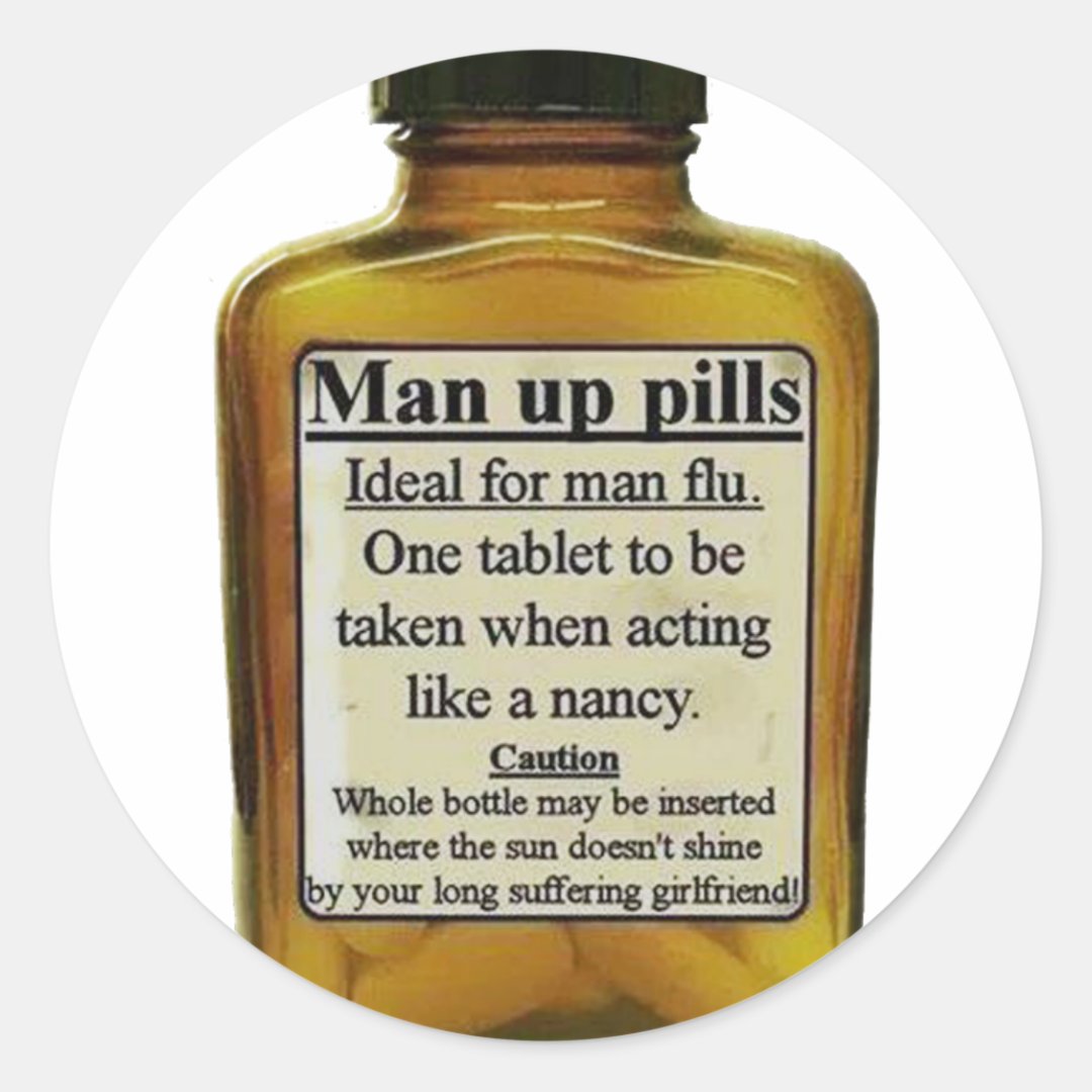 Man Up Pills Classic Round Sticker | Zazzle