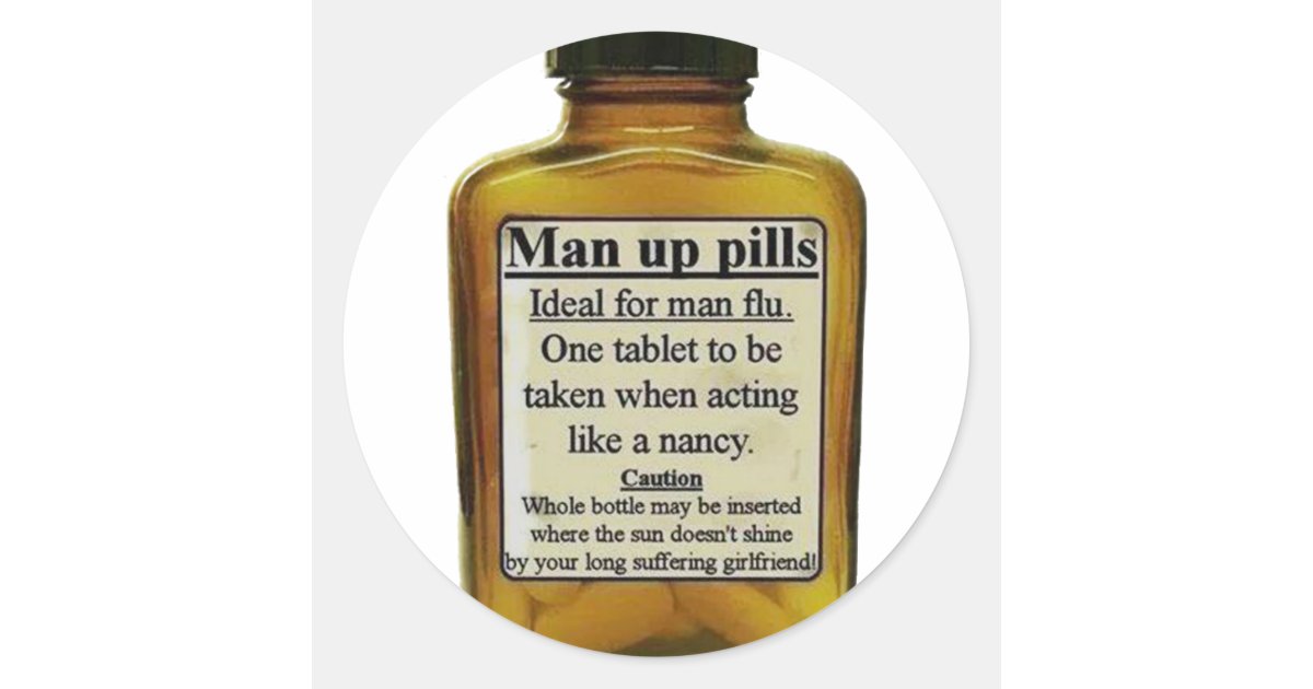 Man Up Pills Classic Round Sticker | Zazzle
