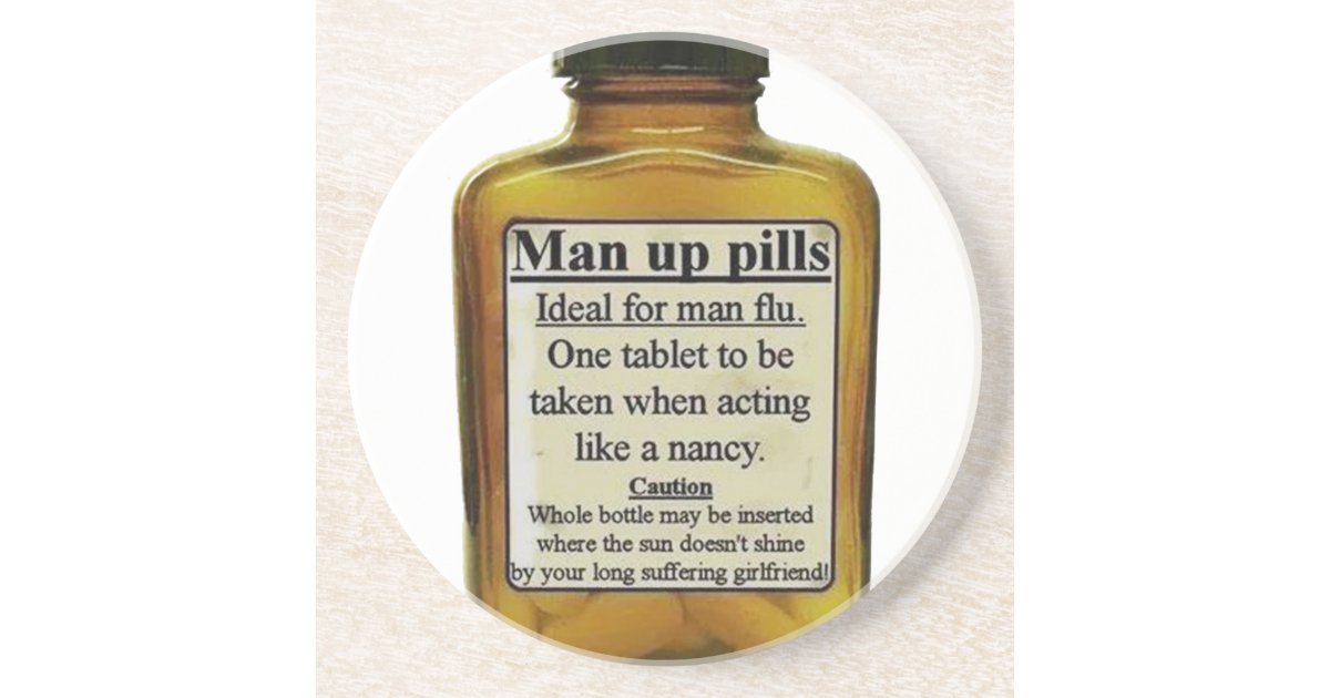 Man Up Pills Sandstone Coaster | Zazzle