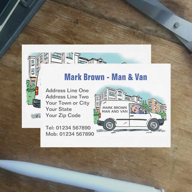 Man & Van with Name on Company Van Business Card | Zazzle