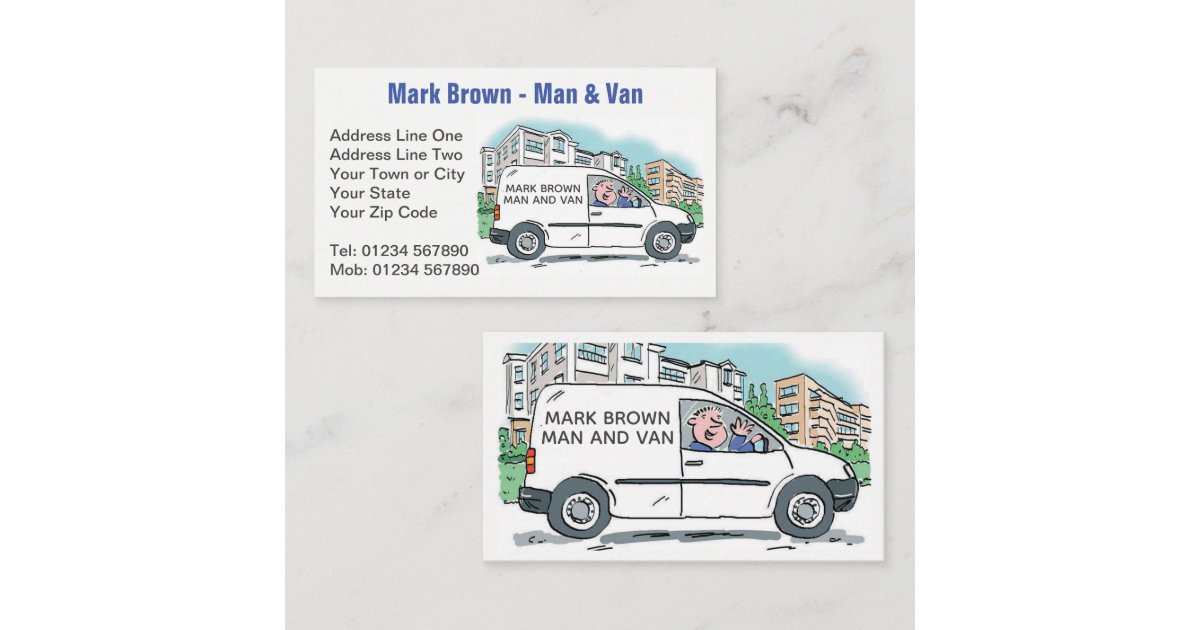 Man & Van with Name on Company Van Business Card | Zazzle
