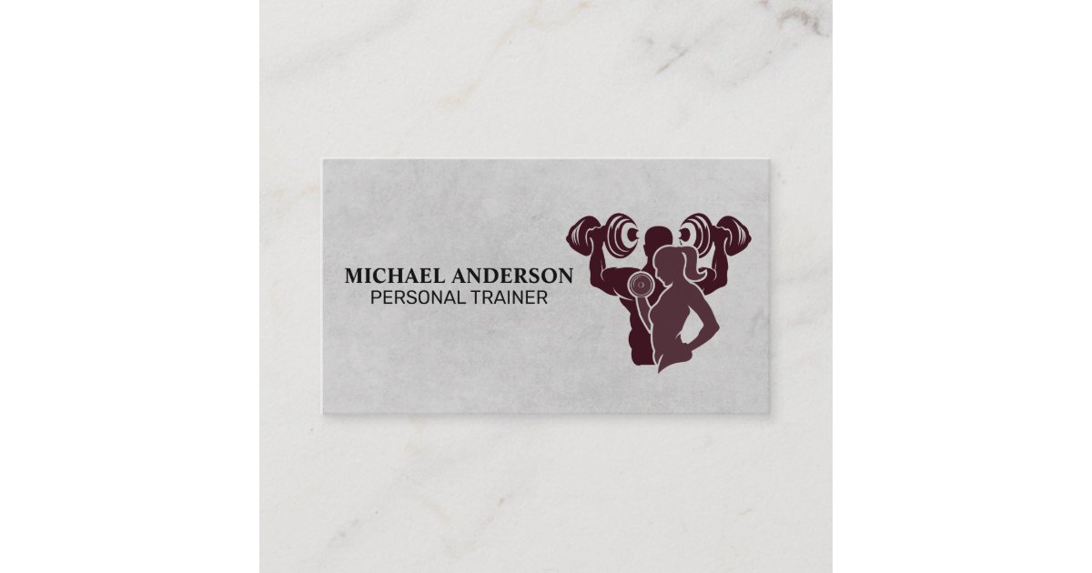 Man Woman Lifting Weights | Fitness Business Card | Zazzle