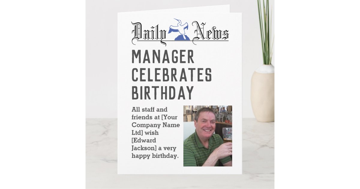 Manager Birthday Card to Personalize | Zazzle