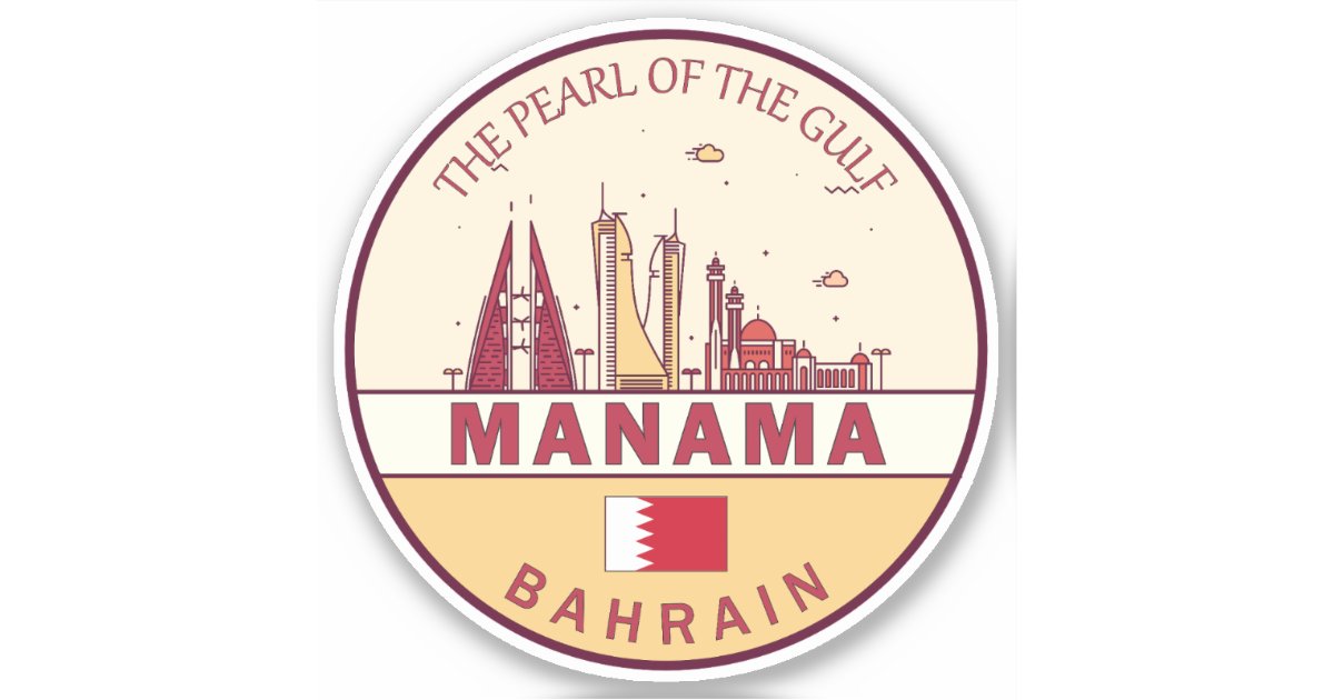 Manama Bahrain City Skyline Emblem Sticker | Zazzle