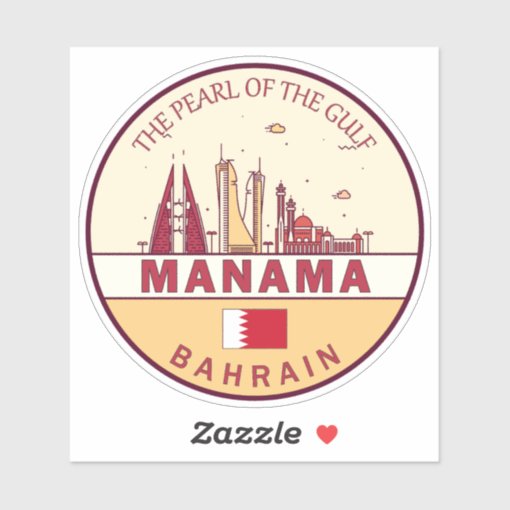Manama Bahrain City Skyline Emblem Sticker | Zazzle