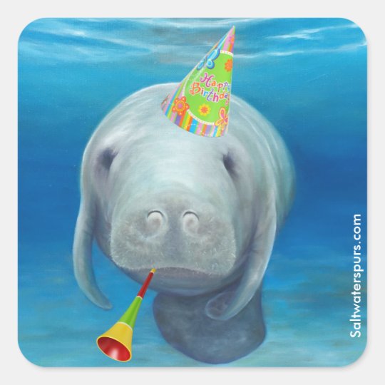 Manatee Birthday Stickers | Zazzle.com