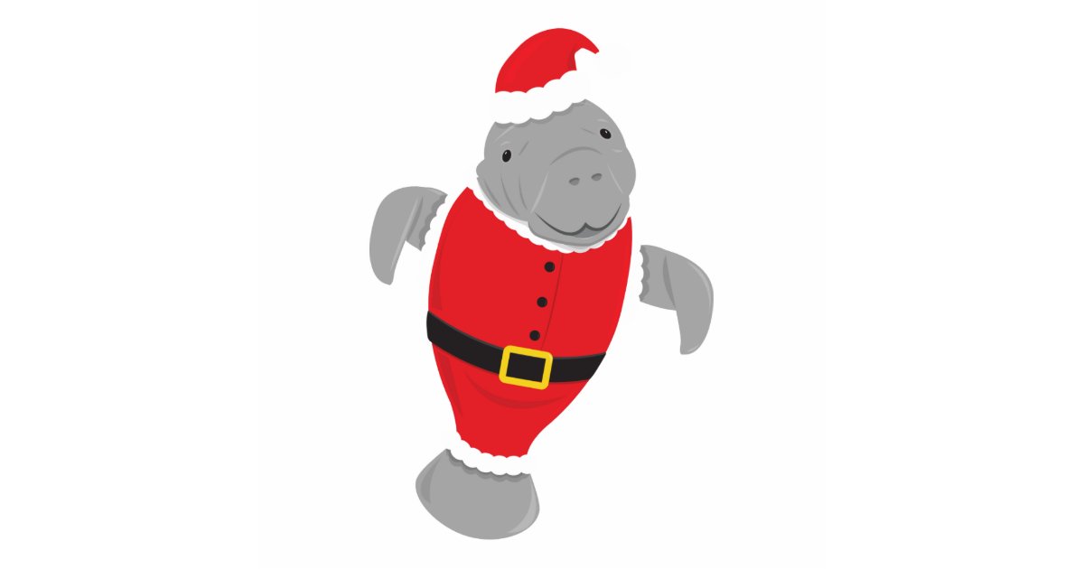 Manatee Santa Animal Christmas Ornament | Zazzle