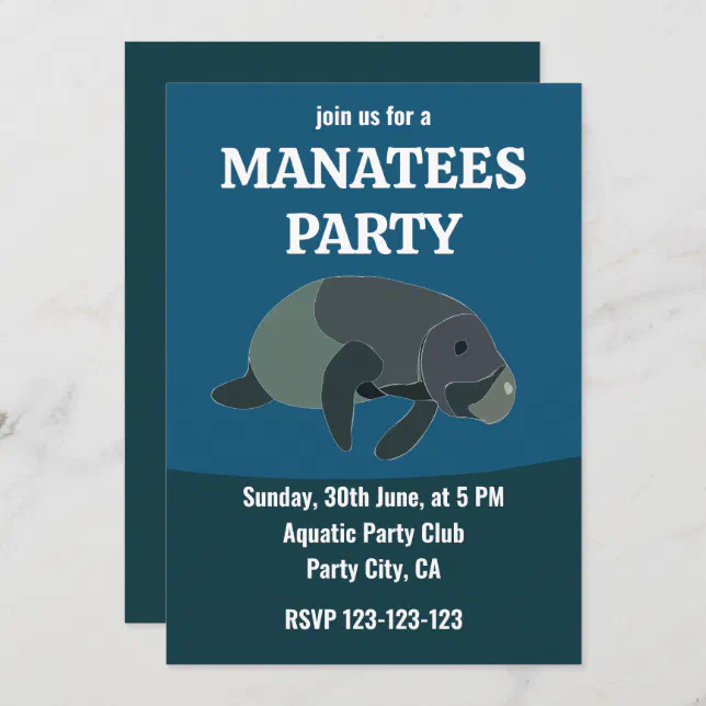 Manatee Under The Sea Birthday Party Manatee Invitation | Zazzle