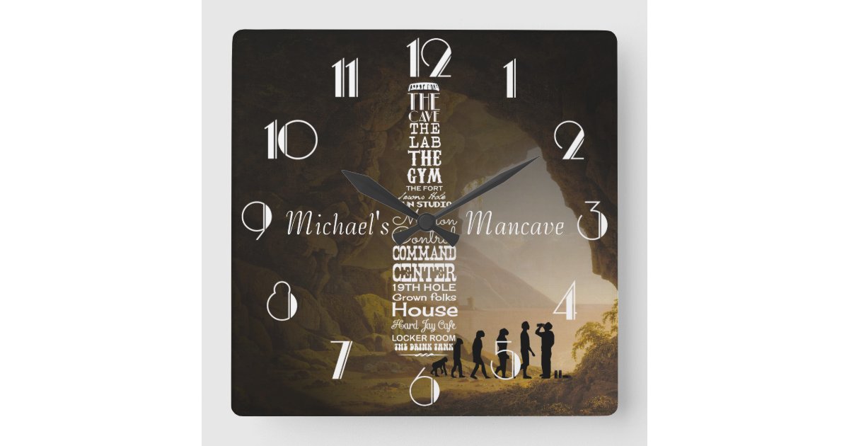Mancave Personalized Square Wall Clock | Zazzle