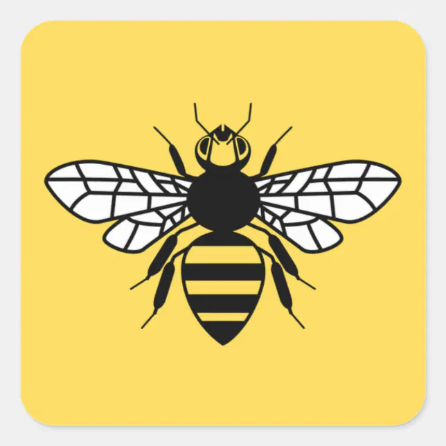 Manchester Bee Square Sticker | Zazzle