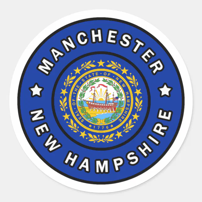 Manchester New Hampshire Classic Round Sticker | Zazzle