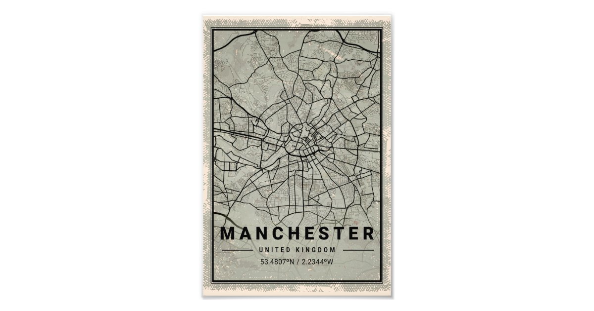 Manchester united kingdom map print poster canvas | Zazzle