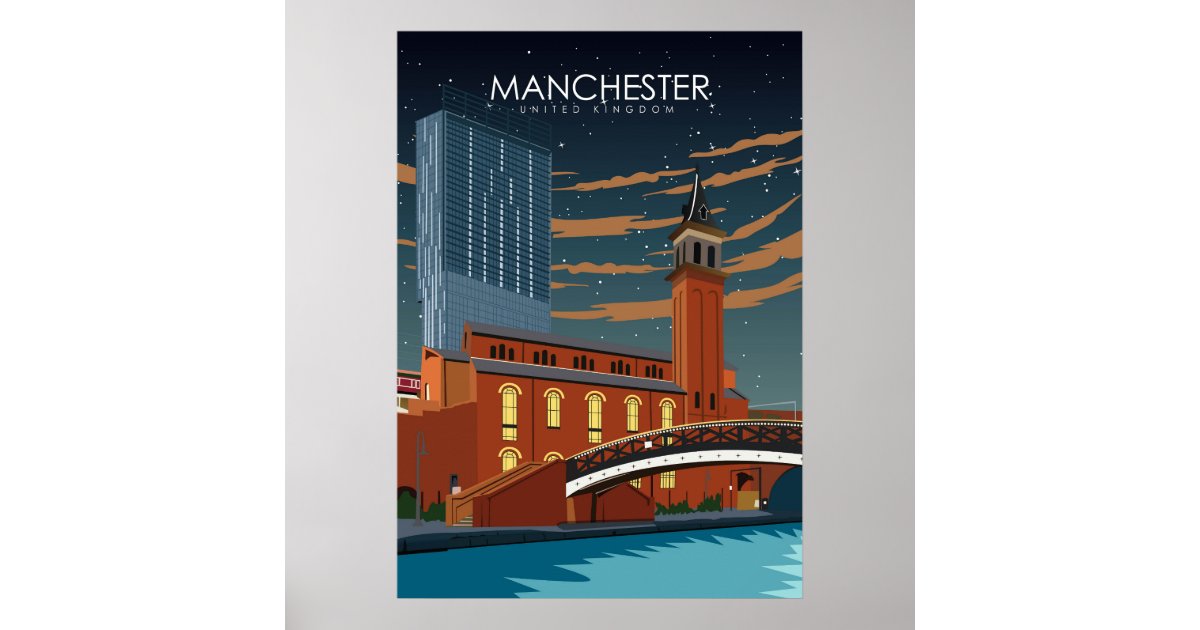 Manchester Vintage Minimal Retro Travel Poster | Zazzle