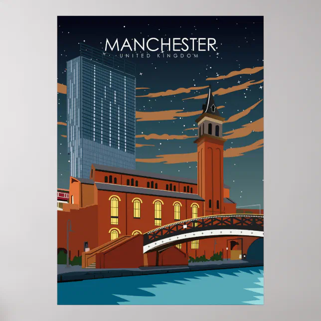 Manchester Vintage Minimal Retro Travel Poster | Zazzle