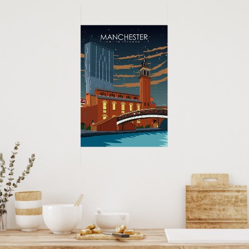 Manchester Vintage Minimal Retro Travel Poster | Zazzle