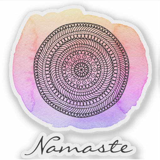 Mandala Abstract Watercolor NAMASTE Sticker | Zazzle