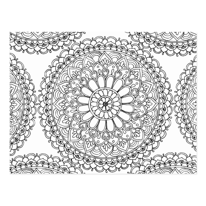 Mandala Adult Coloring Boho Pattern Postcard | Zazzle.com