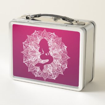 Mandala Circle Pink Mermaid Metal Lunch Box | Zazzle