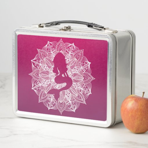 Mandala Circle Pink Mermaid Metal Lunch Box | Zazzle