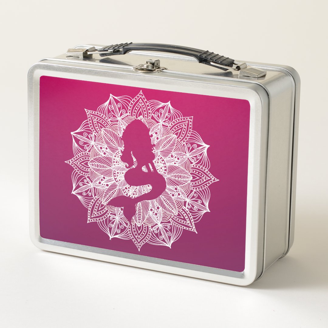 Mandala Circle Pink Mermaid Metal Lunch Box Zazzle