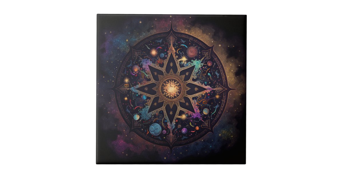 Mandala Cosmic Visionary Art Ceramic Tile | Zazzle