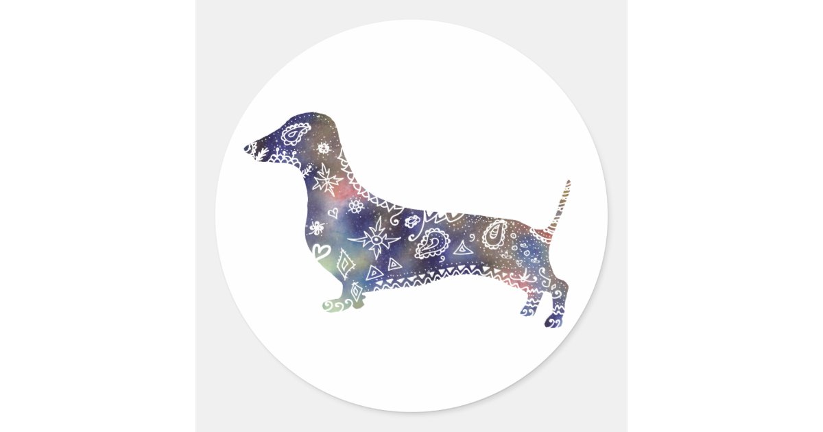 Mandala Dog, Dachshund Classic Round Sticker | Zazzle