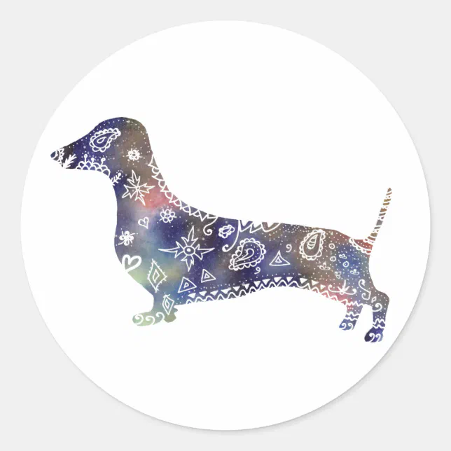 Mandala Dog, Dachshund Classic Round Sticker | Zazzle