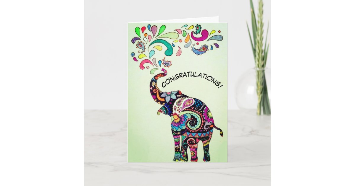 Mandala Elephant congratulations card | Zazzle.com